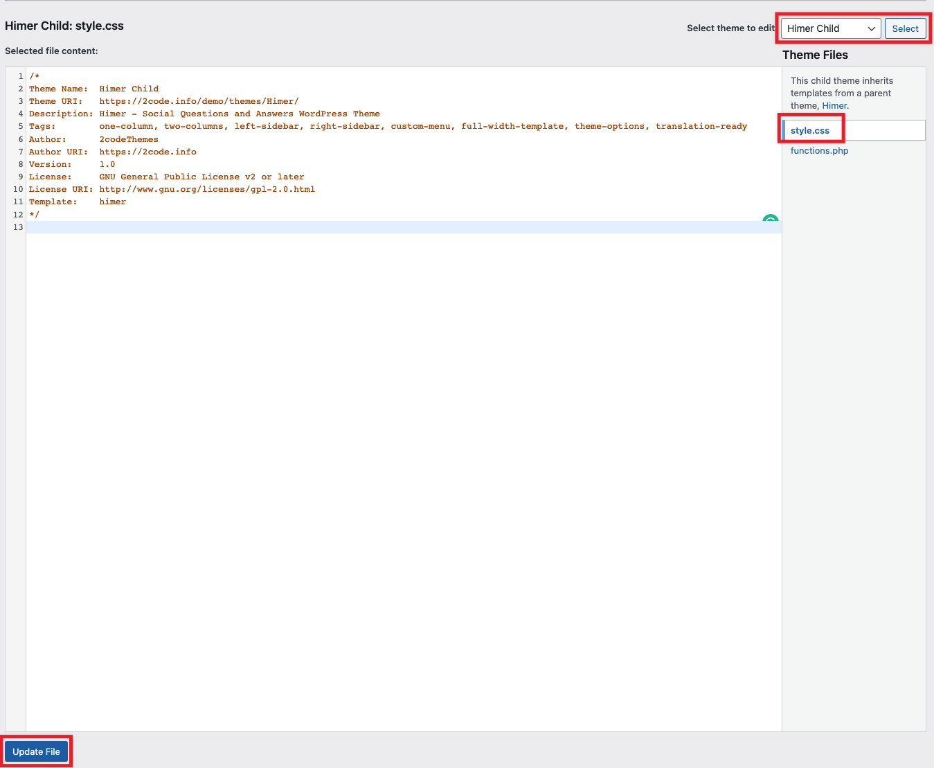 Custom CSS code – Himer