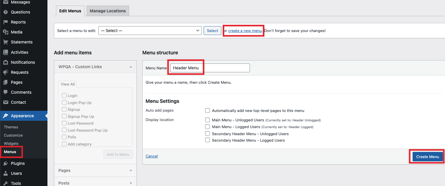 How to setup a new menu – Himer