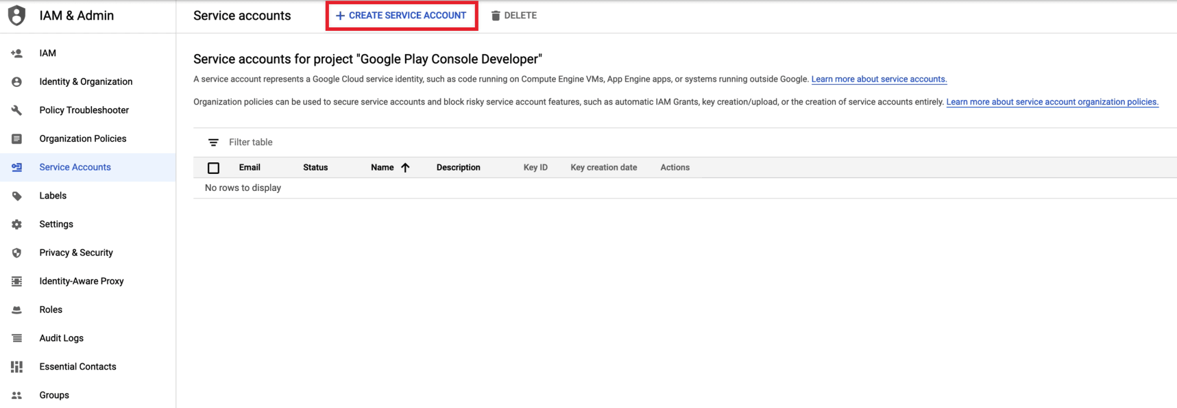 Google Private key – Mobile APP